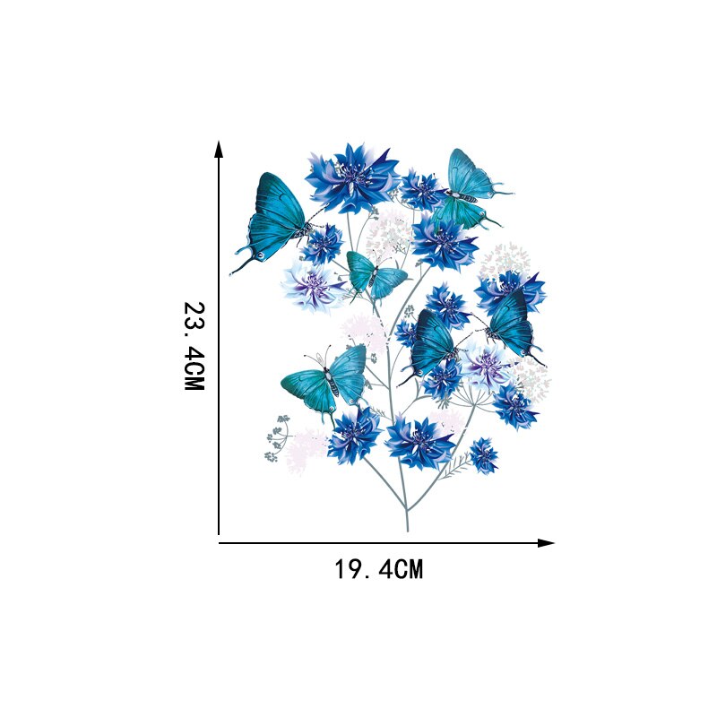 Blue Butterfly Flower Branch Sticker - Light Trybe Nigeria